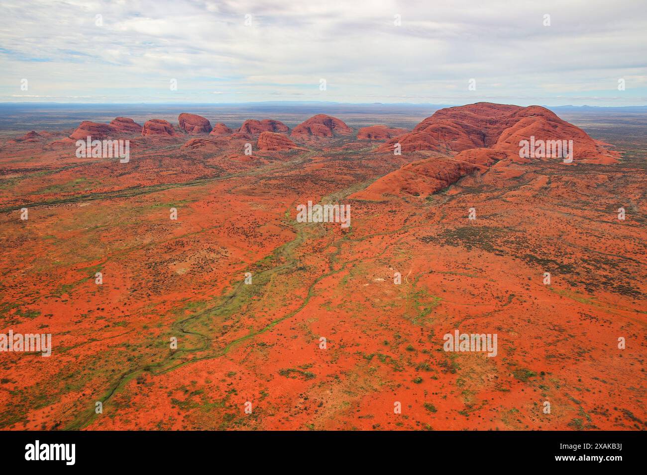 Aerial view of Kata Tjuta aka the Olgas, large domed rock formations in ...