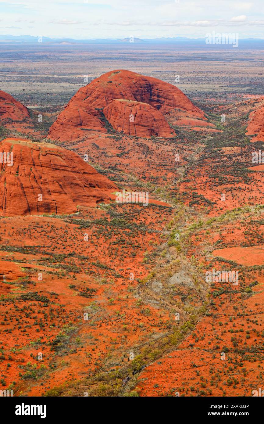 Aerial view of Kata Tjuta aka the Olgas, large domed rock formations in ...