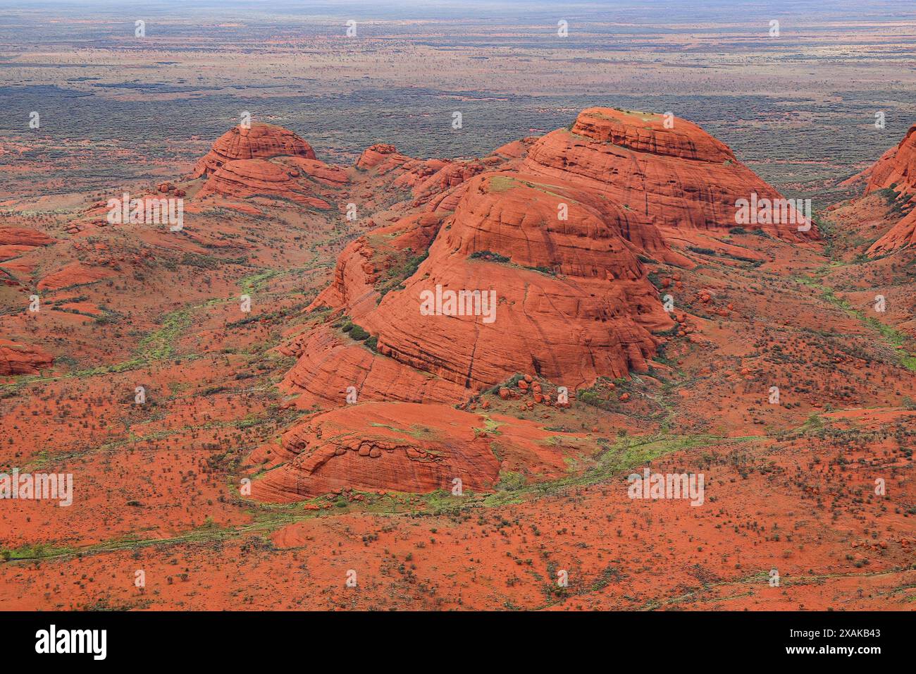 Aerial view of Kata Tjuta aka the Olgas, large domed rock formations in ...