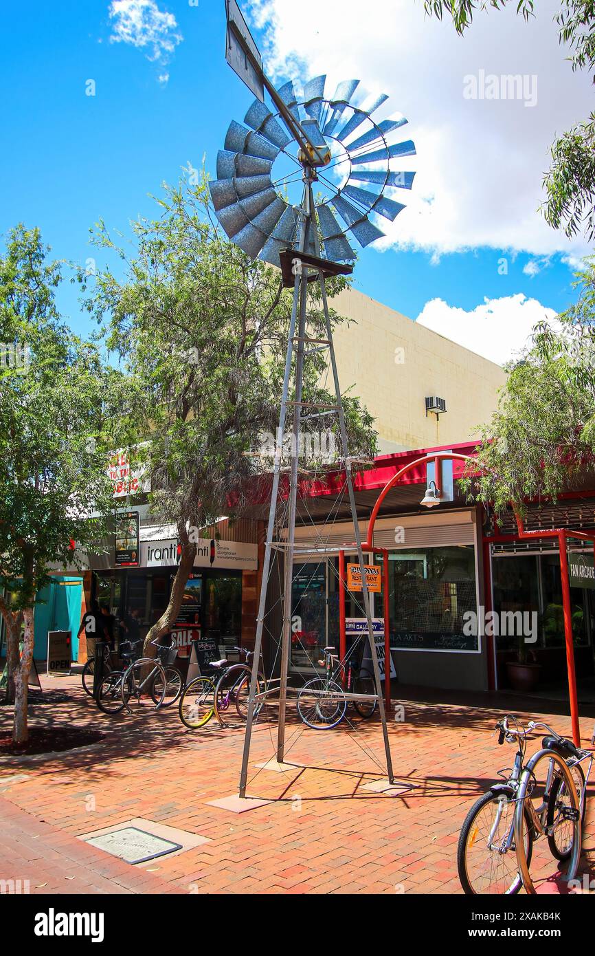 Windmill on Todd Mall outdoor shopping street in downtown Alice Springs ...
