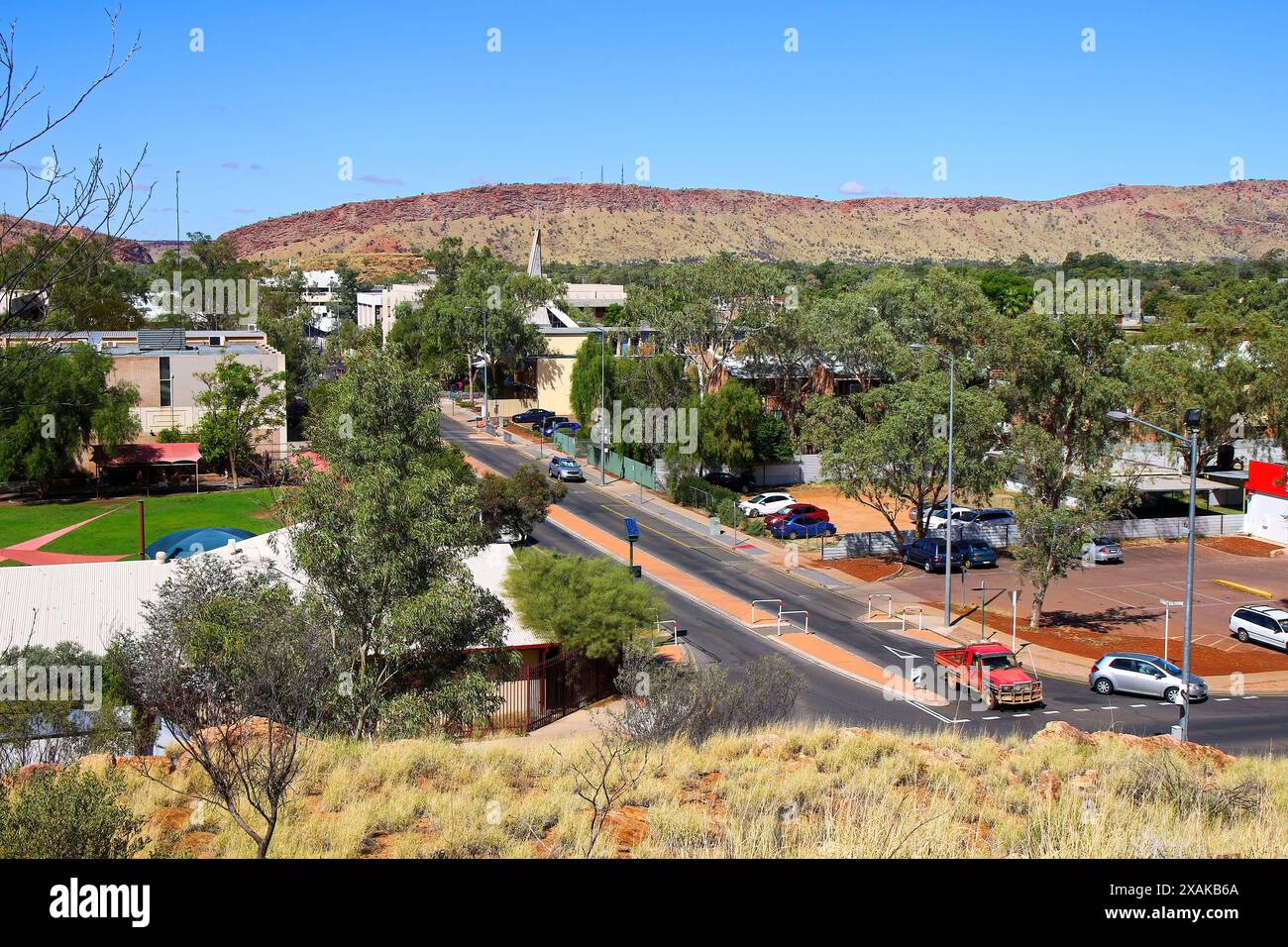 Aerial view of downtown Alice Springs from Anzac Hill in Central ...
