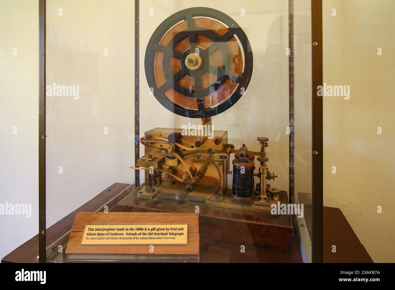 Antique reel register displayed in the Alice Springs Telegraph Station ...
