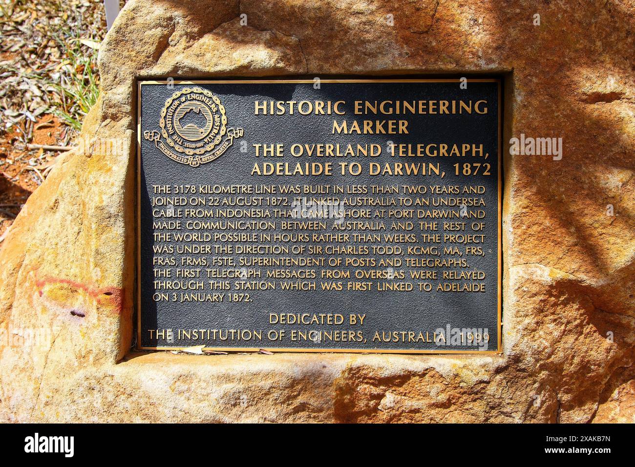 Historic Engineering Marker for the Overland Telegraph Line from ...