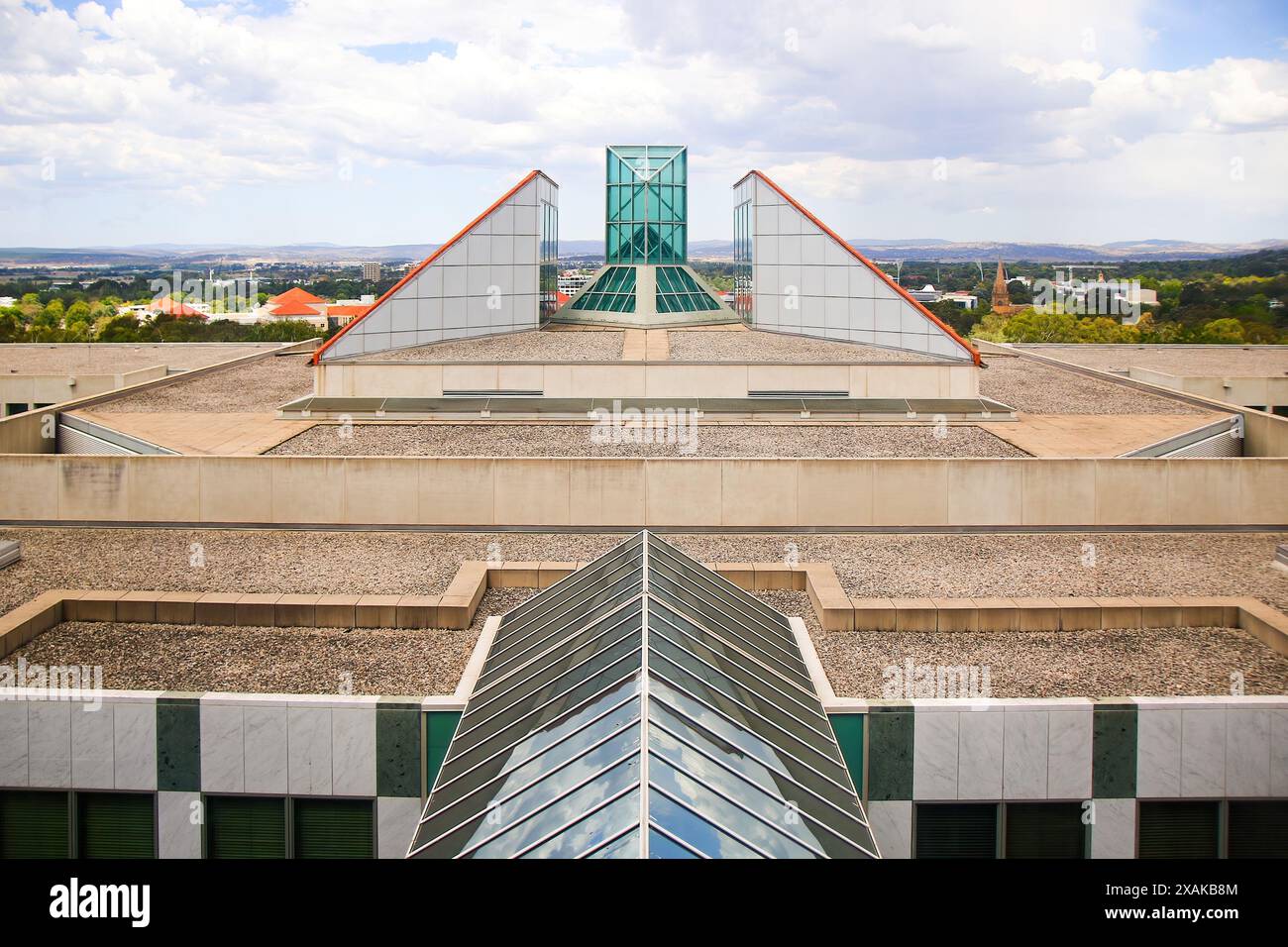 Rooftop of the semi-buried Parliament House of Australia on Capital ...