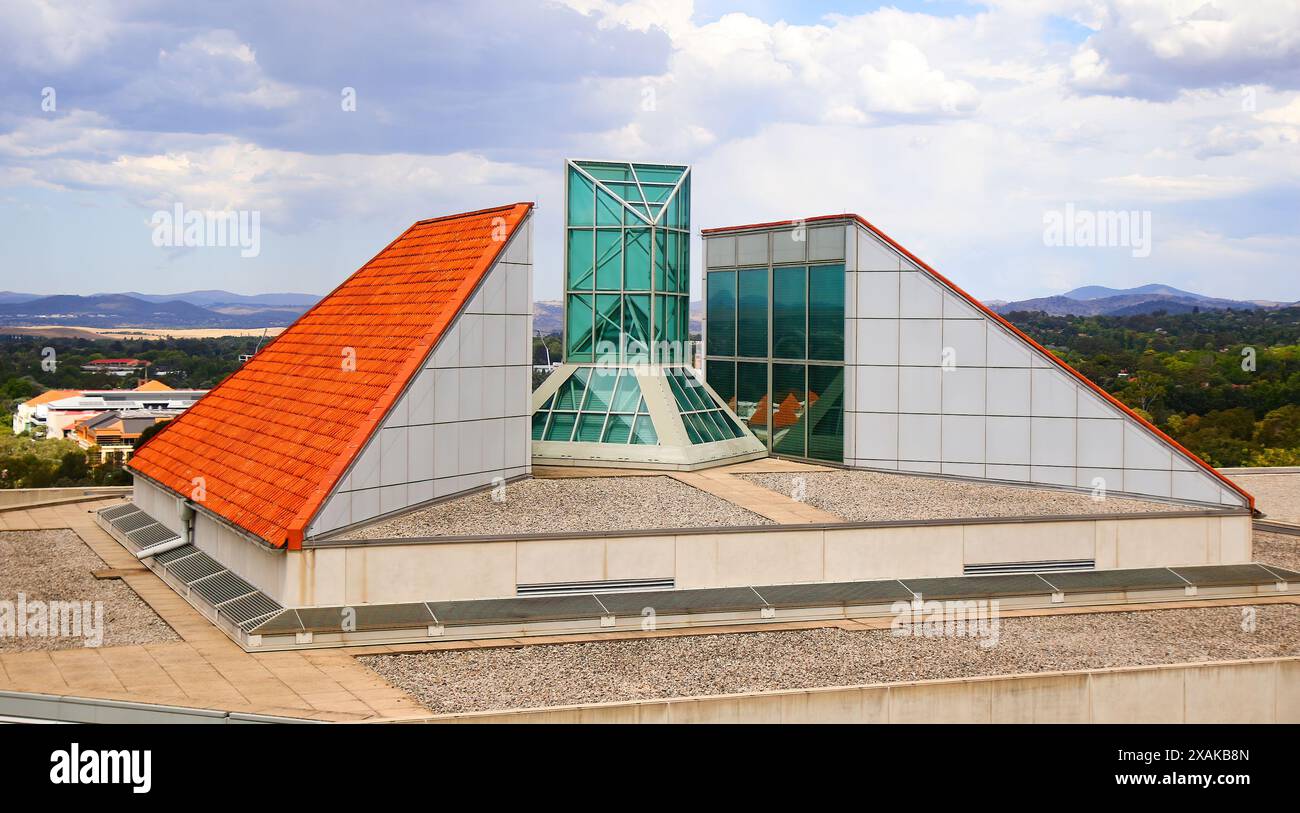 Rooftop of the semi-buried Parliament House of Australia on Capital ...