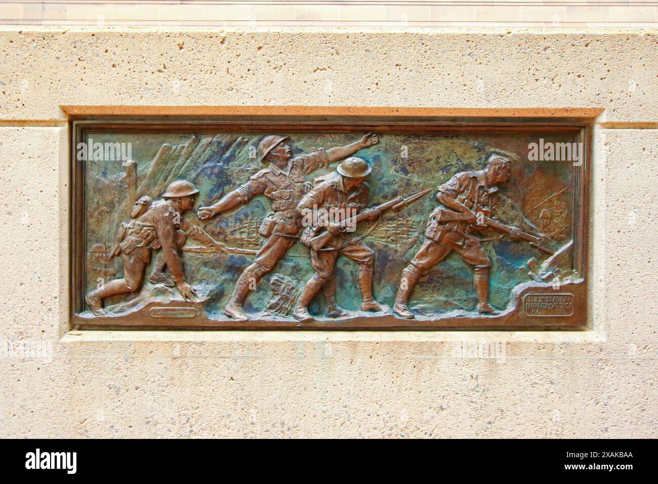 Bas relief representing Australian infantry at the Australian War ...