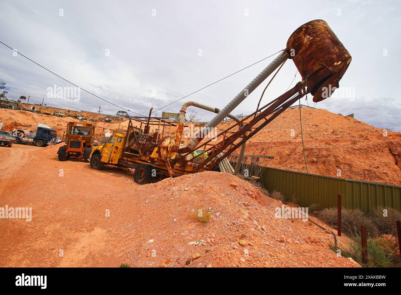 Rusty old blower truck in the rugged desert outside the Old Timers Mine ...