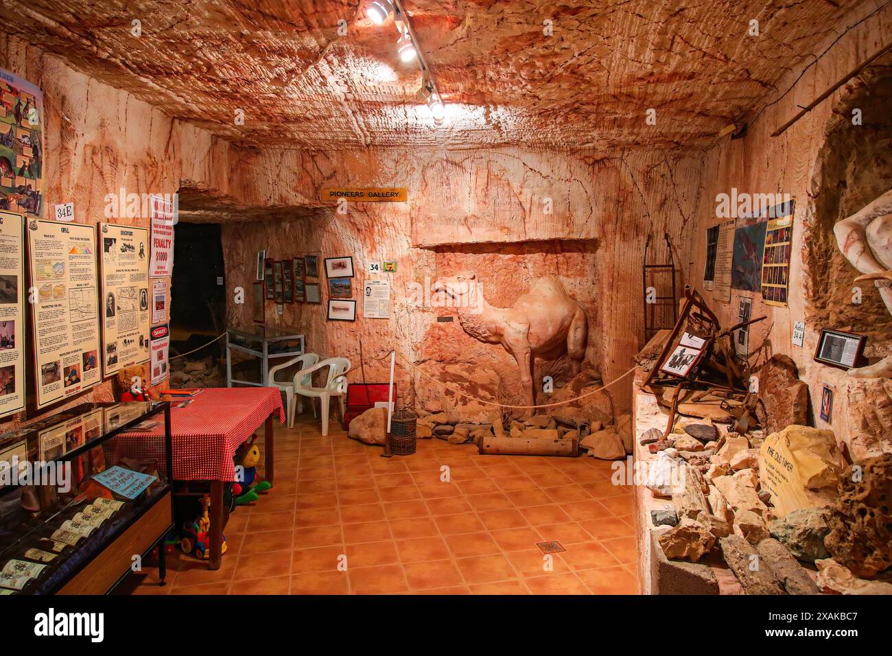 Museum exhibit in an underground sandstone gallery of the Old Timers ...