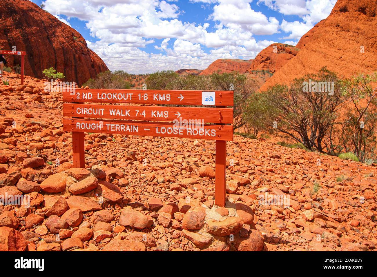 Directional signs along the Valley of the Winds trail in Kata Tjuta aka ...