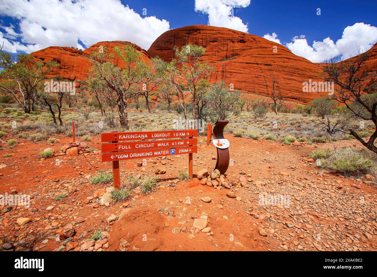 Directional signs along the Valley of the Winds trail in Kata Tjuta aka ...