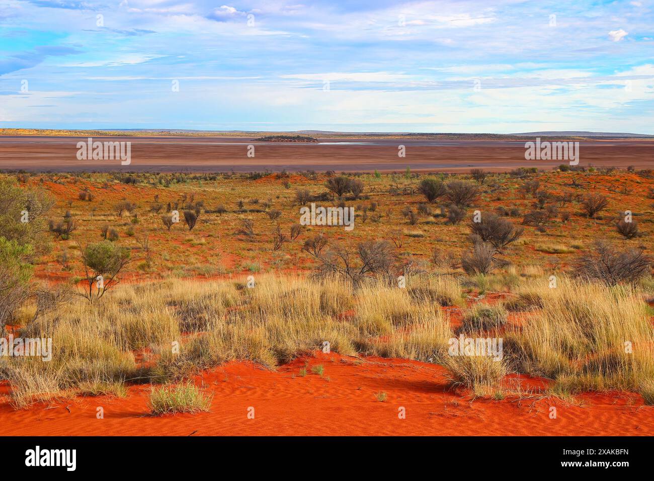 Dry lake in the desert plains of the Red Center of the Northern ...