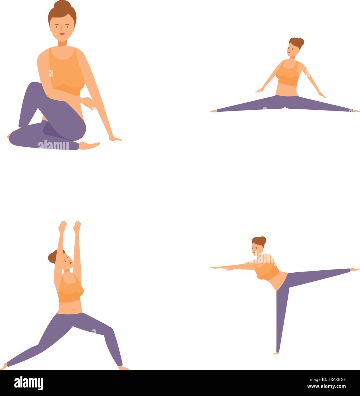 Collection of illustrations featuring a woman demonstrating various ...