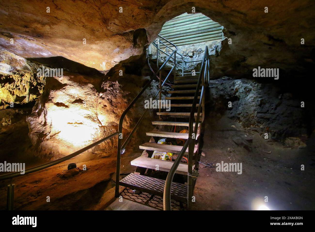 Stairs leading underground to the Blanche Cave in the Naracoorte Caves ...