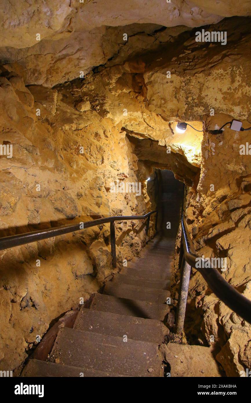 Stairs leading underground to the Victoria Fossil Cave in the ...