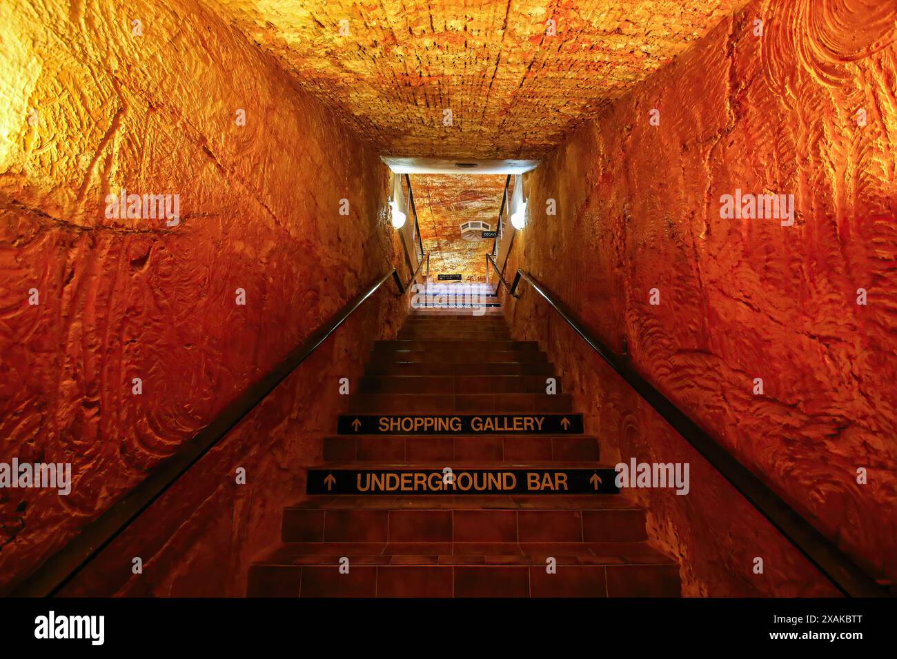 Underground stairs in the Desert Cave Hotel in Coober Pedy, (South ...