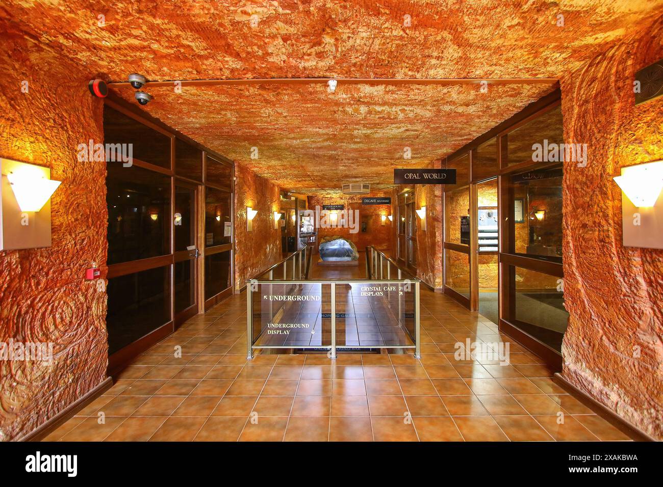 Underground hallway with jewelry storefronts in the Desert Cave Hotel ...