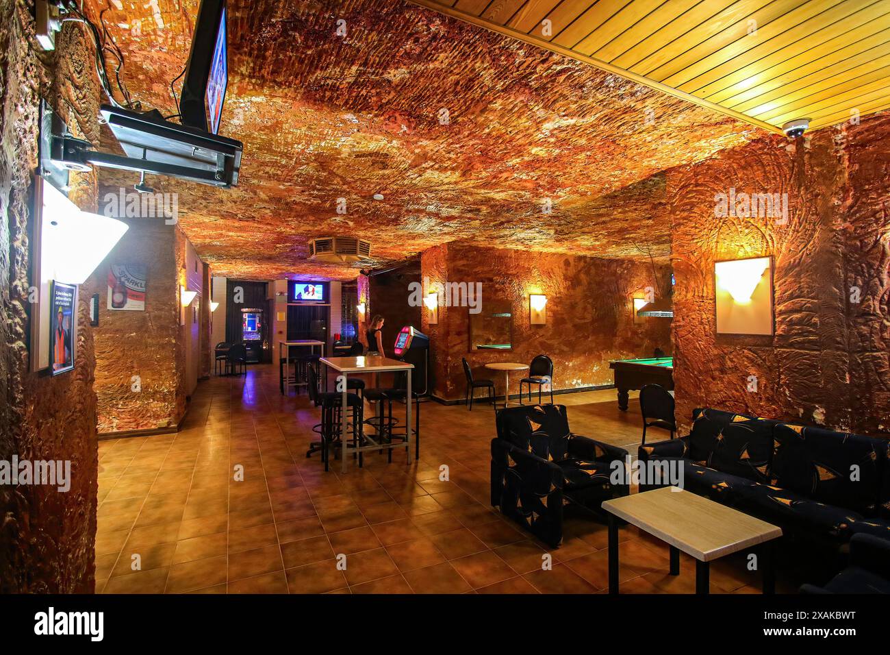 Underground bar of the Desert Cave Hotel in Coober Pedy, (South ...