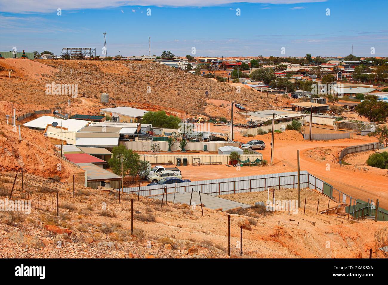 Aerial view of the Coober Pedy skyline in the outback of South ...