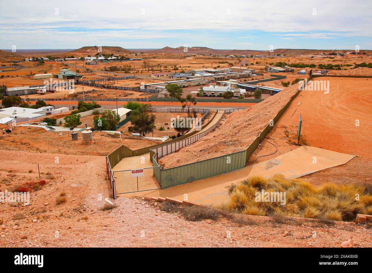 Aerial view of the Coober Pedy skyline in the outback of South ...
