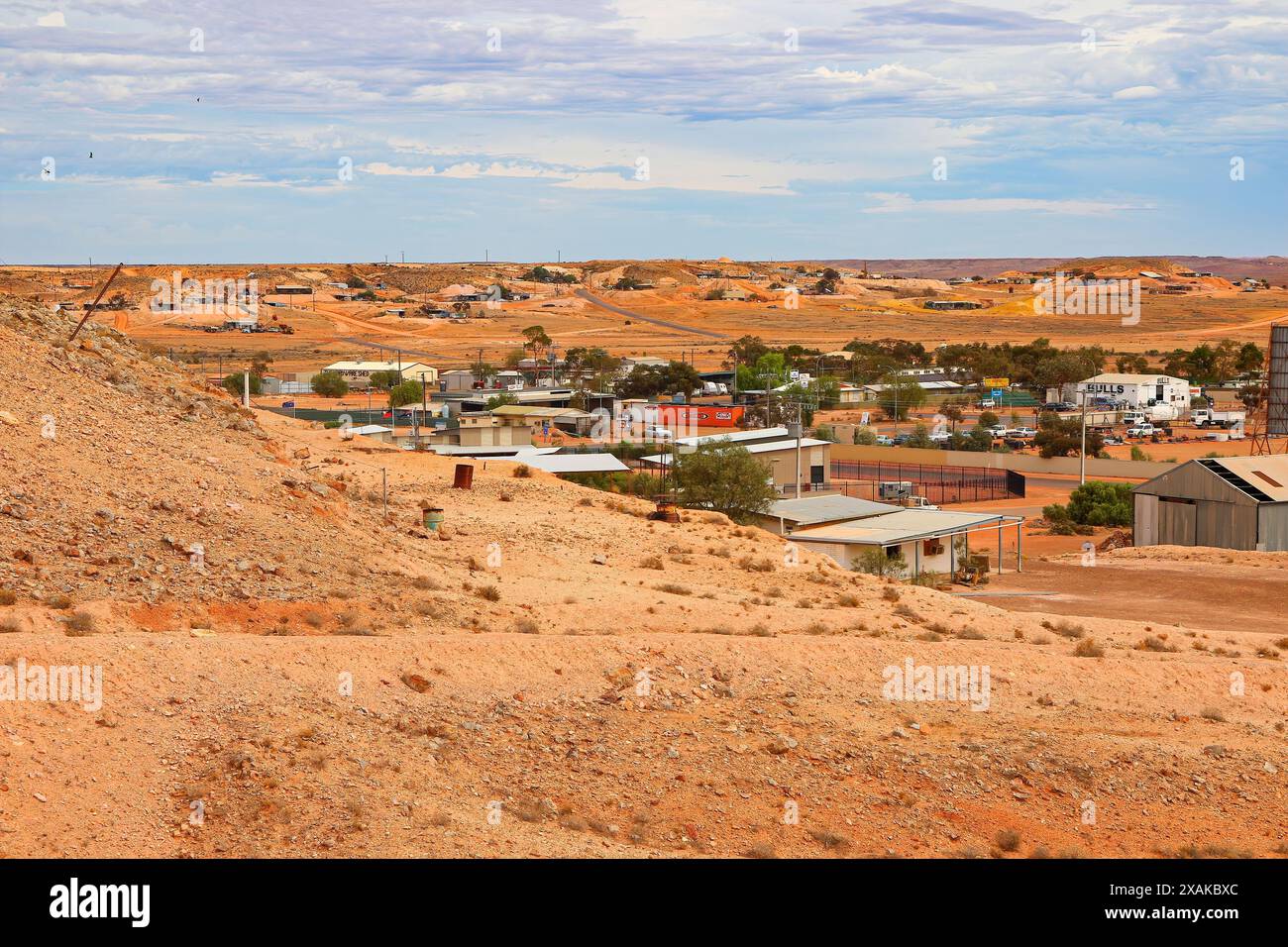 Aerial view of the Coober Pedy skyline in the outback of South ...