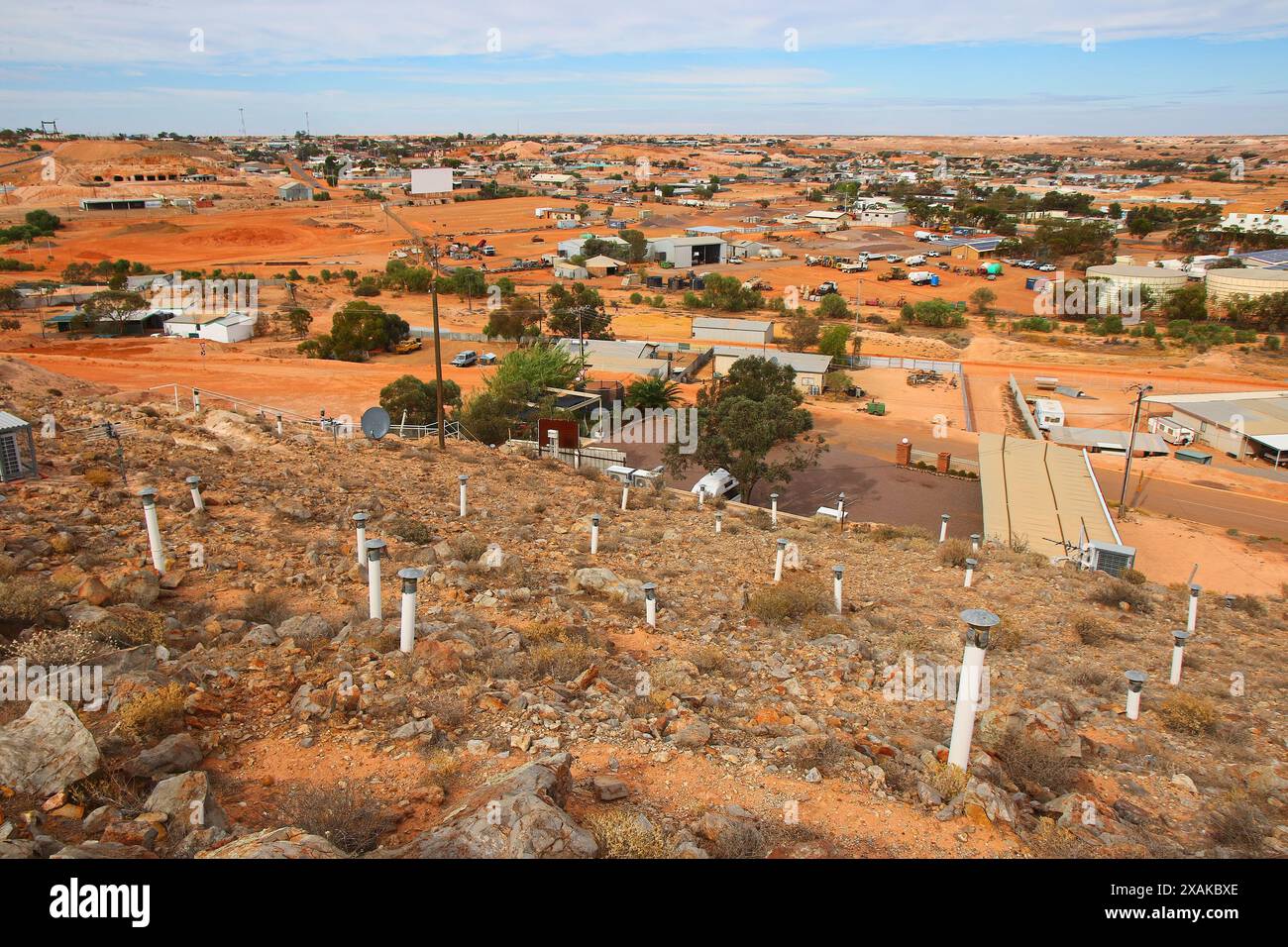 Aerial view of the Coober Pedy skyline in the outback of South ...