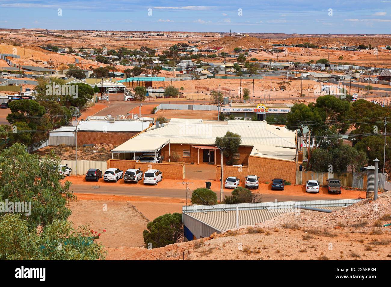 Aerial view of the Coober Pedy skyline in the outback of South ...