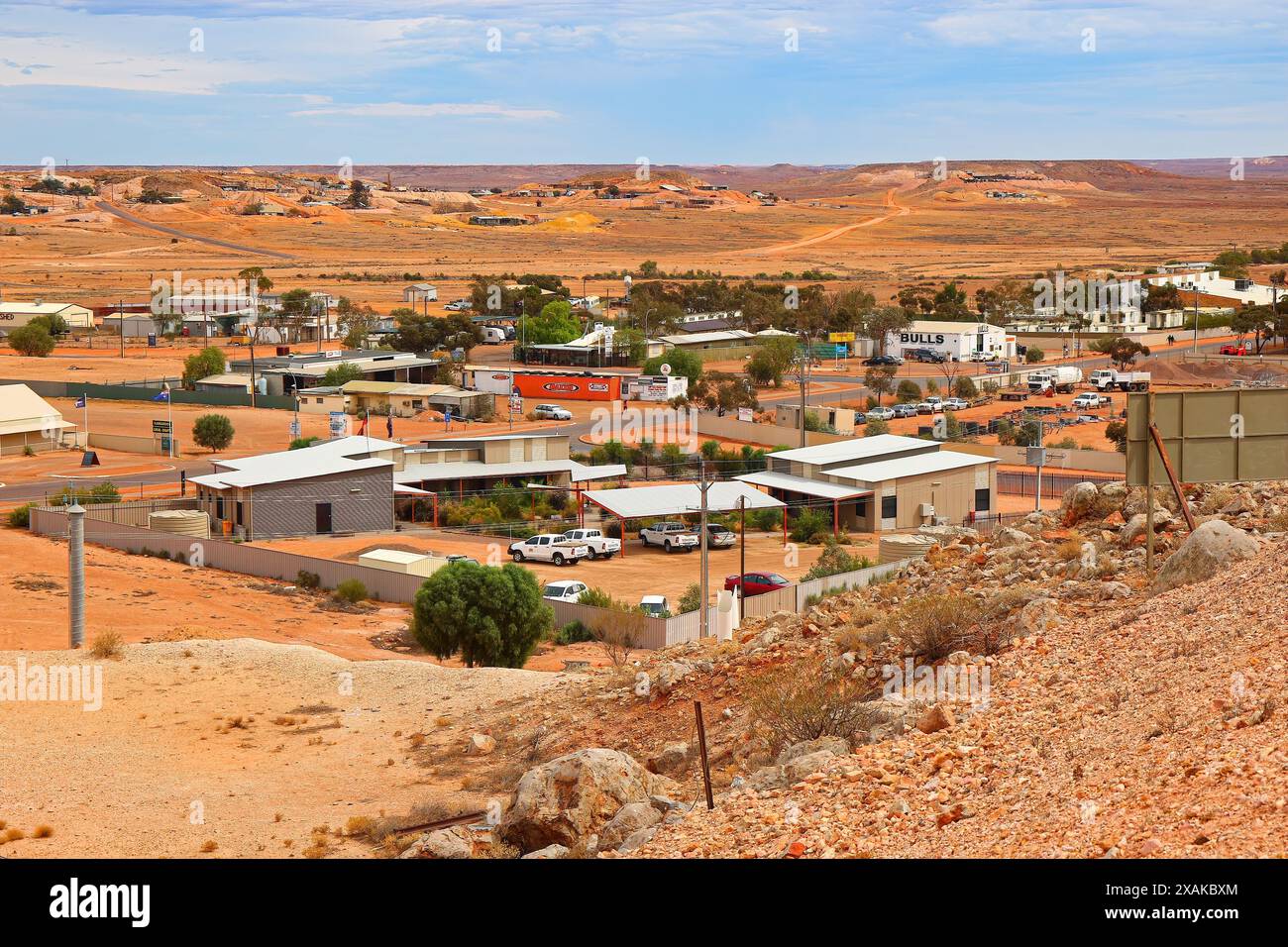 Aerial view of the Coober Pedy skyline in the outback of South ...