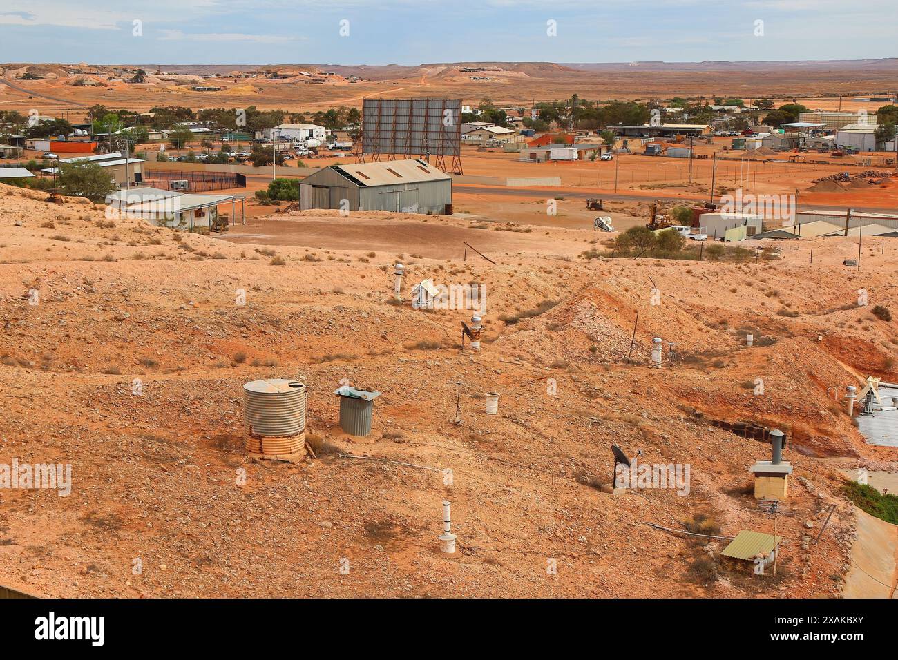 Aerial view of the Coober Pedy skyline in the outback of South ...
