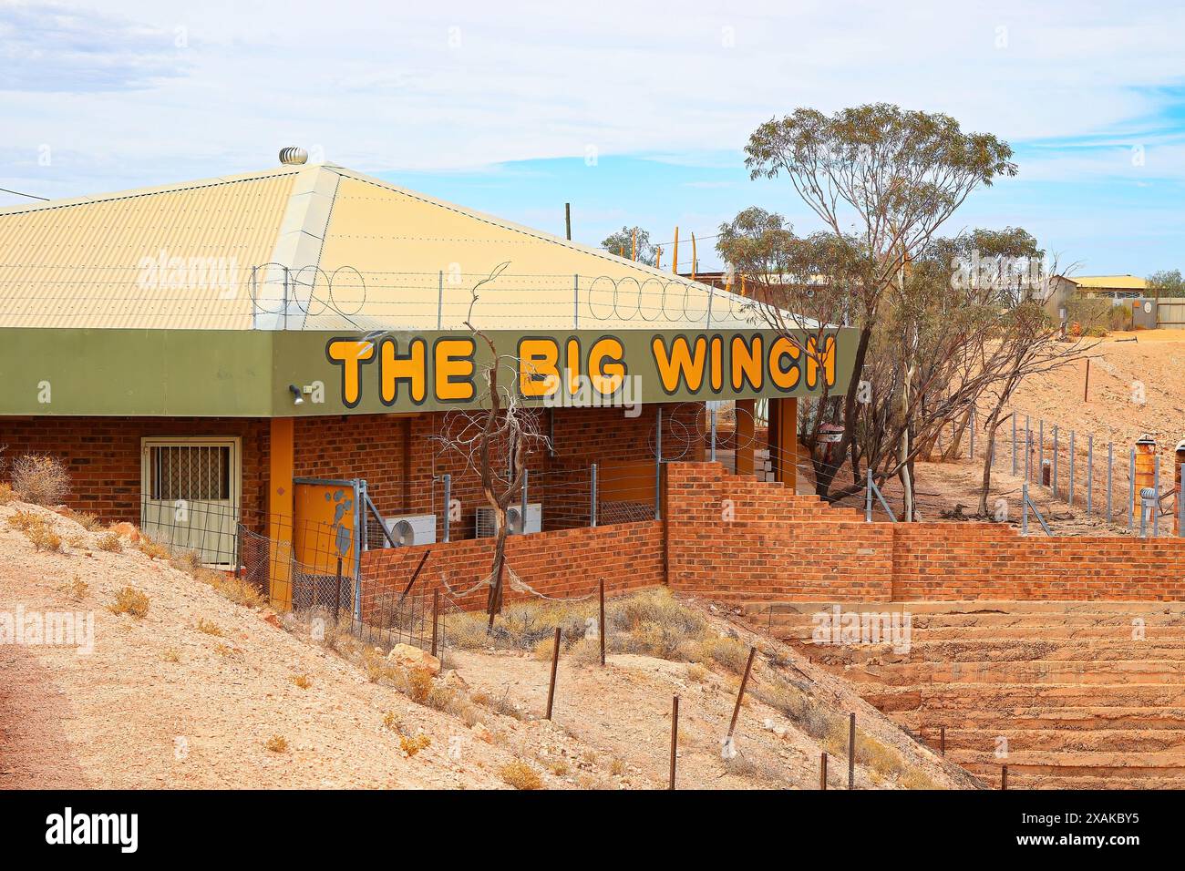 The Big Winch, a popular tourist attraction of the opal mining town of ...