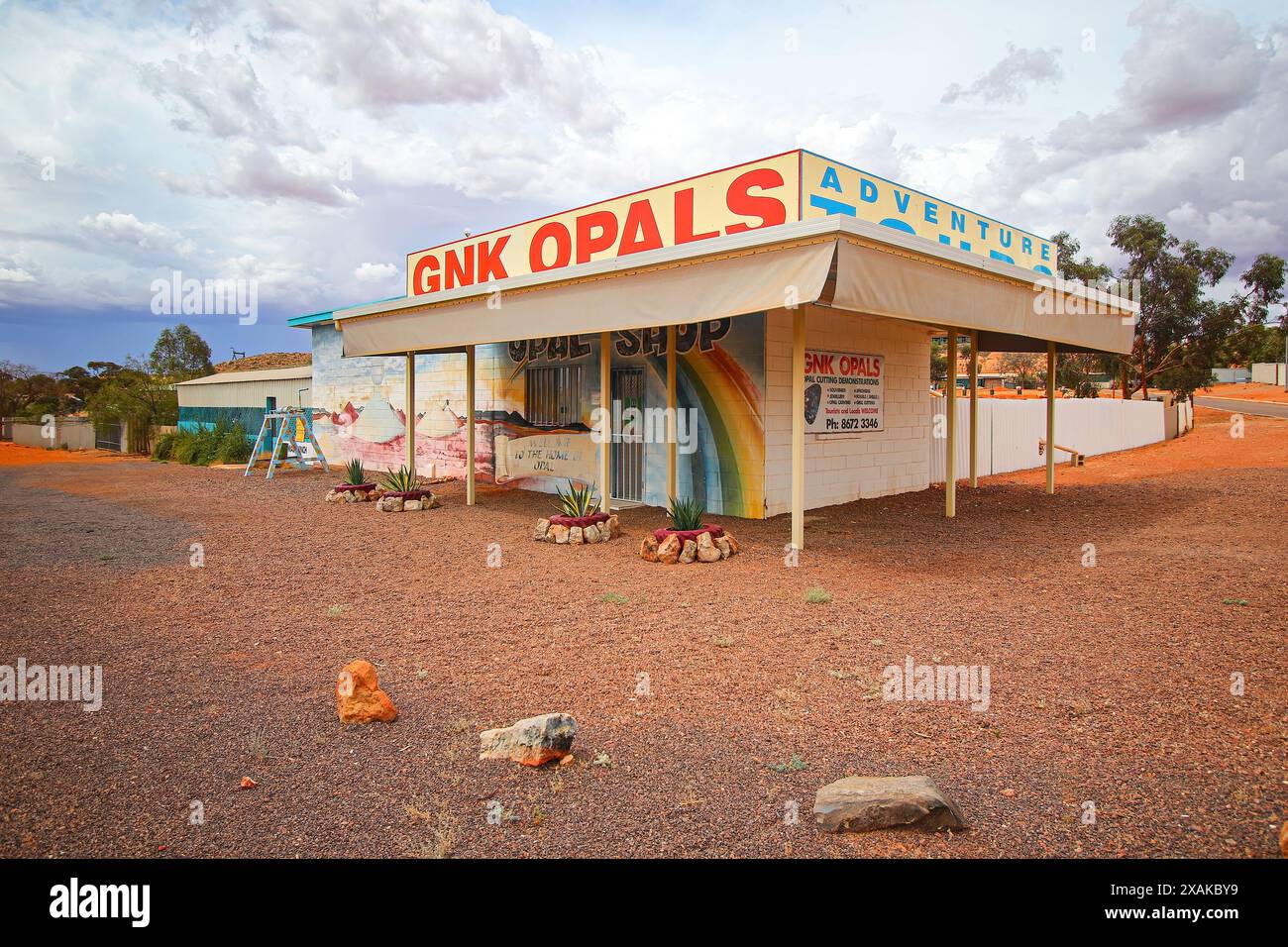 GNK opal shop on Oliver Street in the opal mining town of Coober Pedy ...