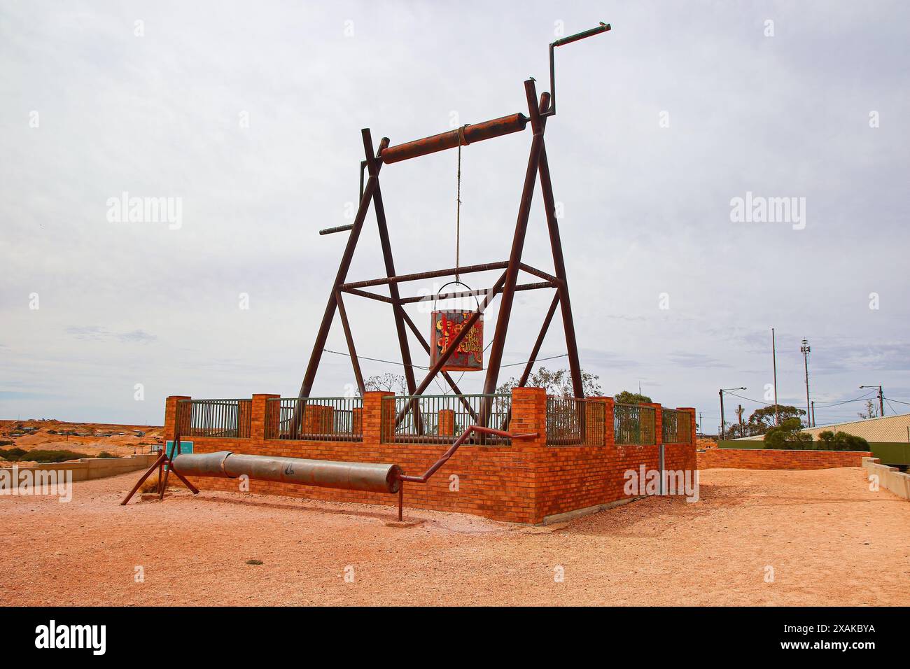 The Big Winch, a popular tourist attraction of the opal mining town of ...