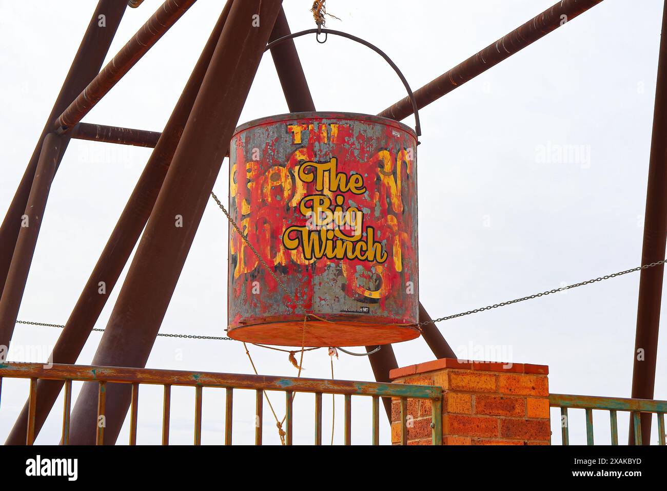 The Big Winch, a popular tourist attraction of the opal mining town of ...