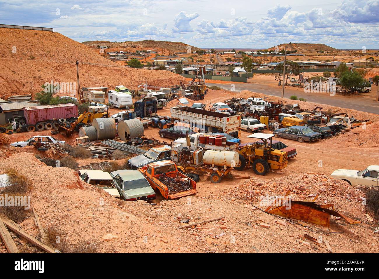 Junkyard of rusty abandoned vintage cars in the desert of the ...