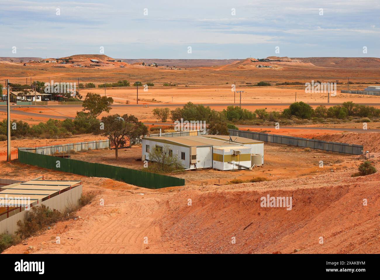 Aerial view of the Coober Pedy skyline in the outback of South ...