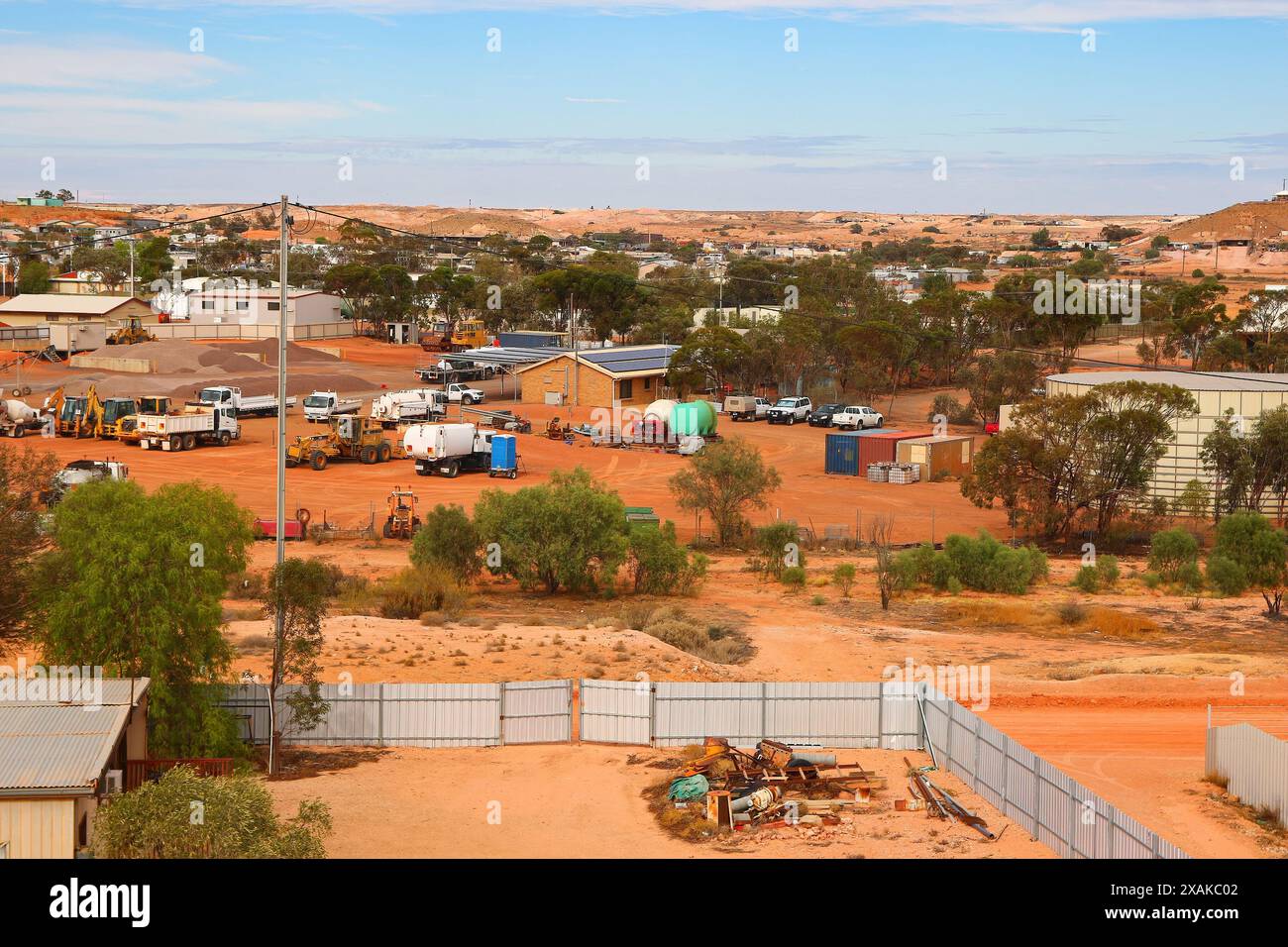 Aerial view of the Coober Pedy skyline in the outback of South ...