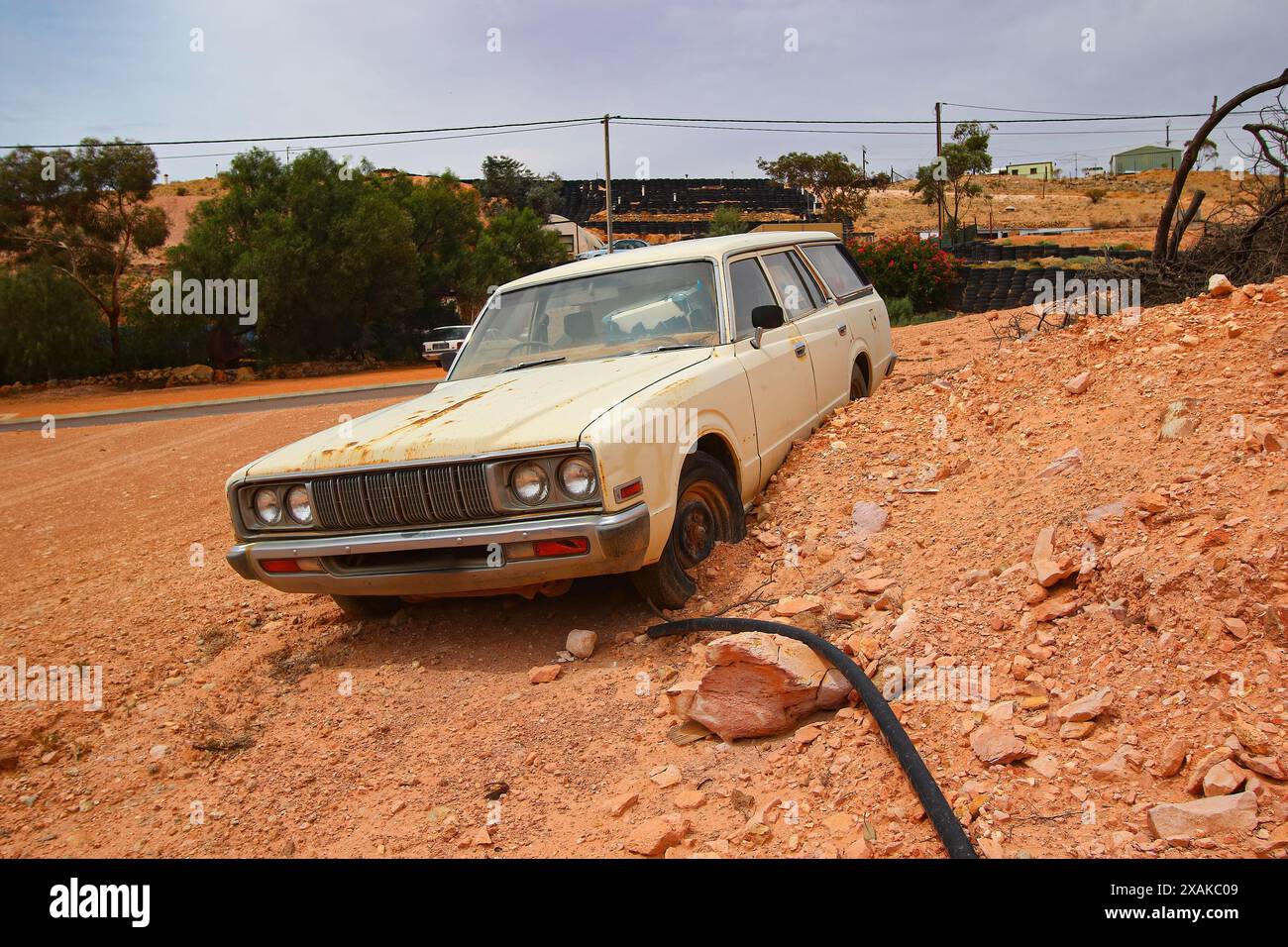 Junkyard of rusty abandoned vintage cars in the desert of the ...