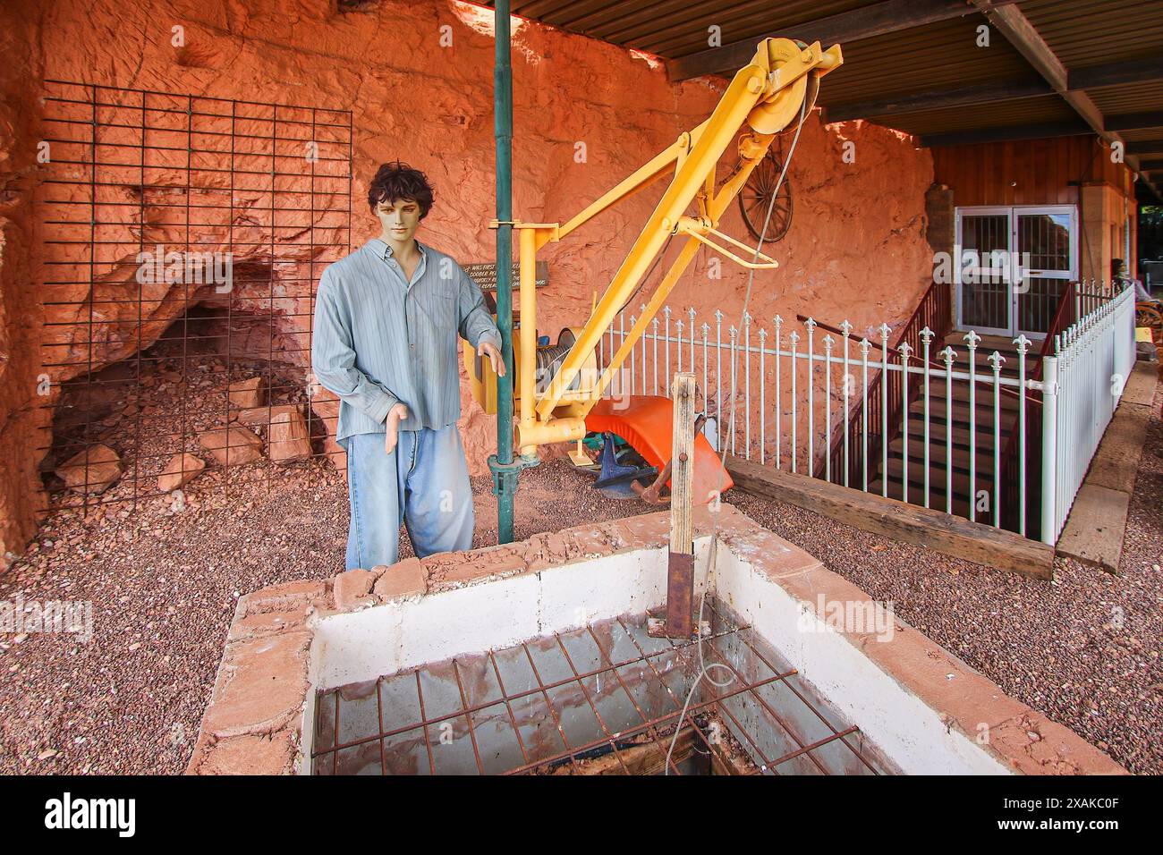 Human figure representing a miner working with a winch in the Old ...