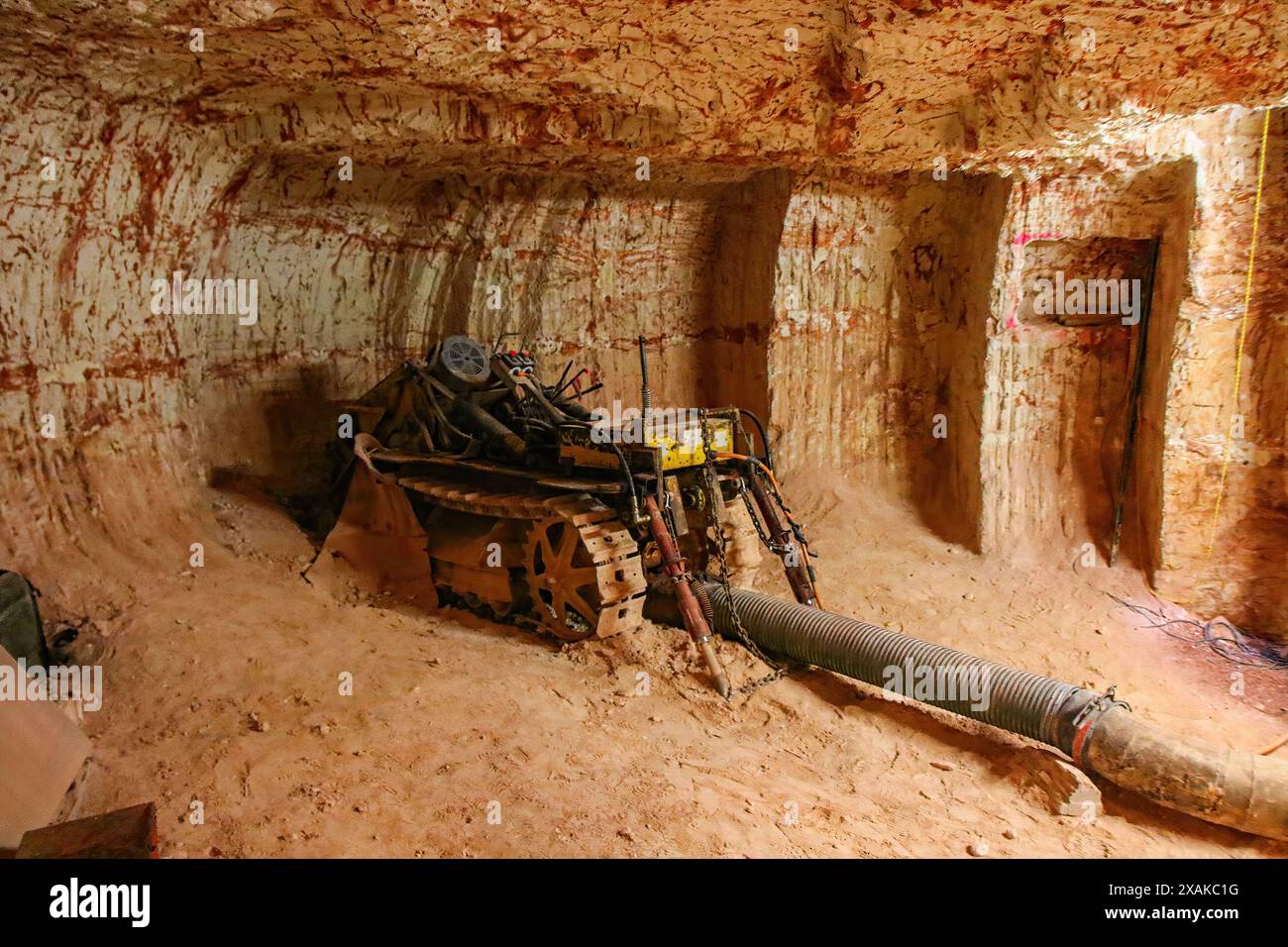 Tracked mining equipment in Tom's Working Opal Mine in Coober Pedy ...