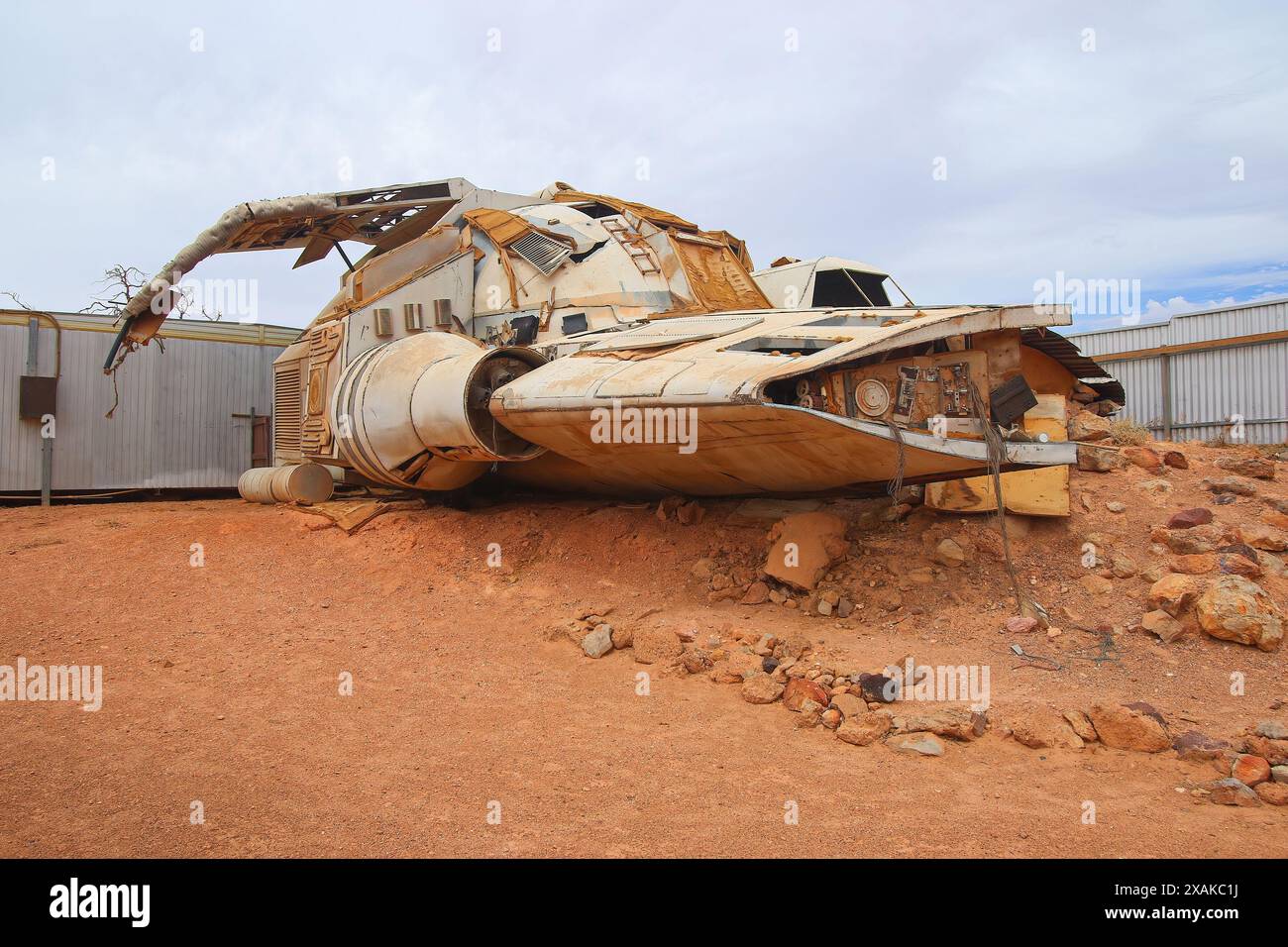 Old movie prop from the film "Pitch Black" abandoned in the desert of ...