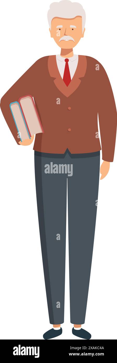 Senior professor holding books illustration, elderly teacher character ...