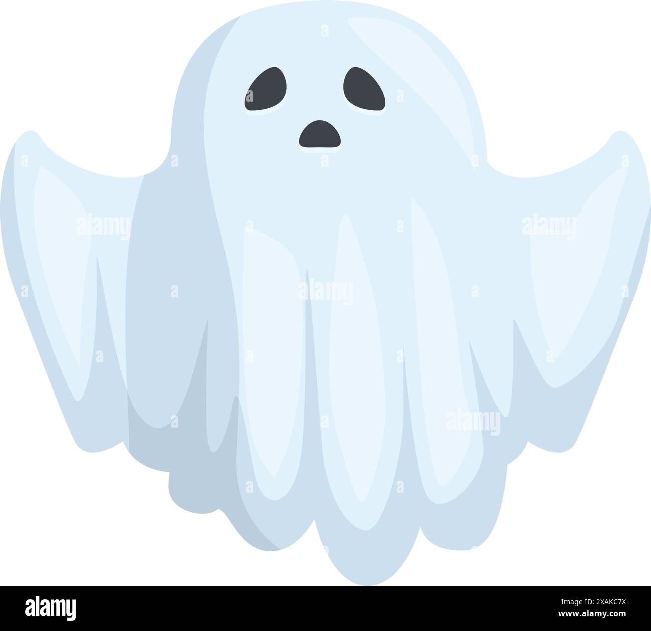 Cartoon ghost with sad face expression floating with arms raised Stock ...