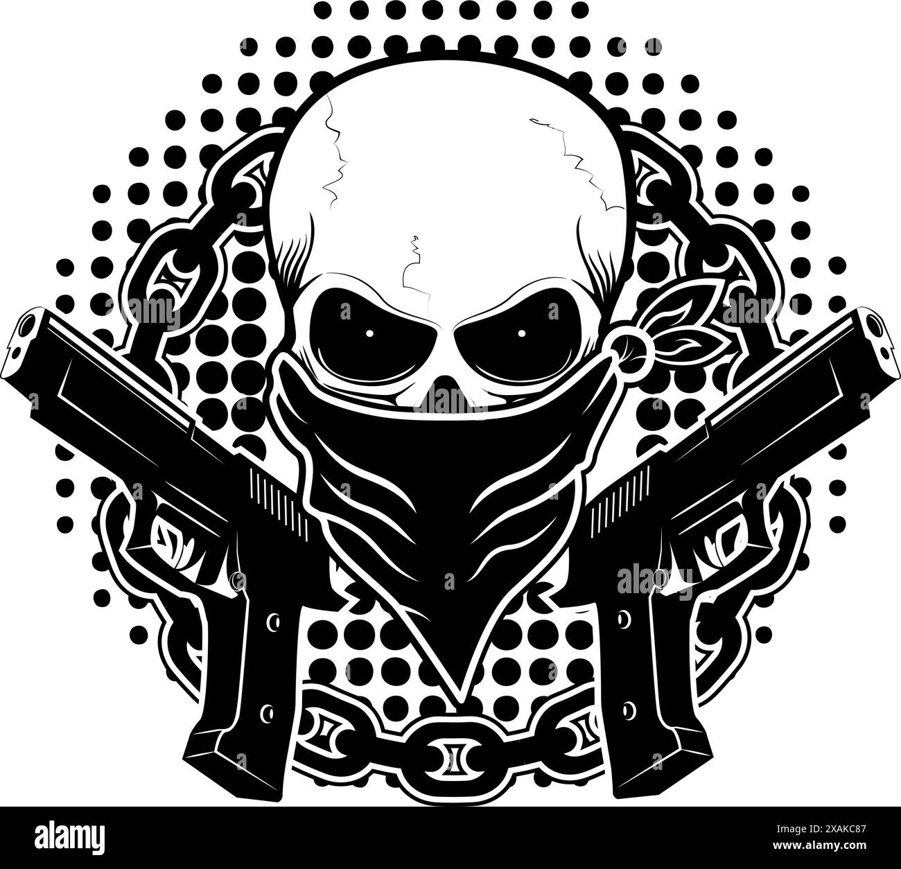Skull and pistols vector vectors Black and White Stock Photos & Images ...