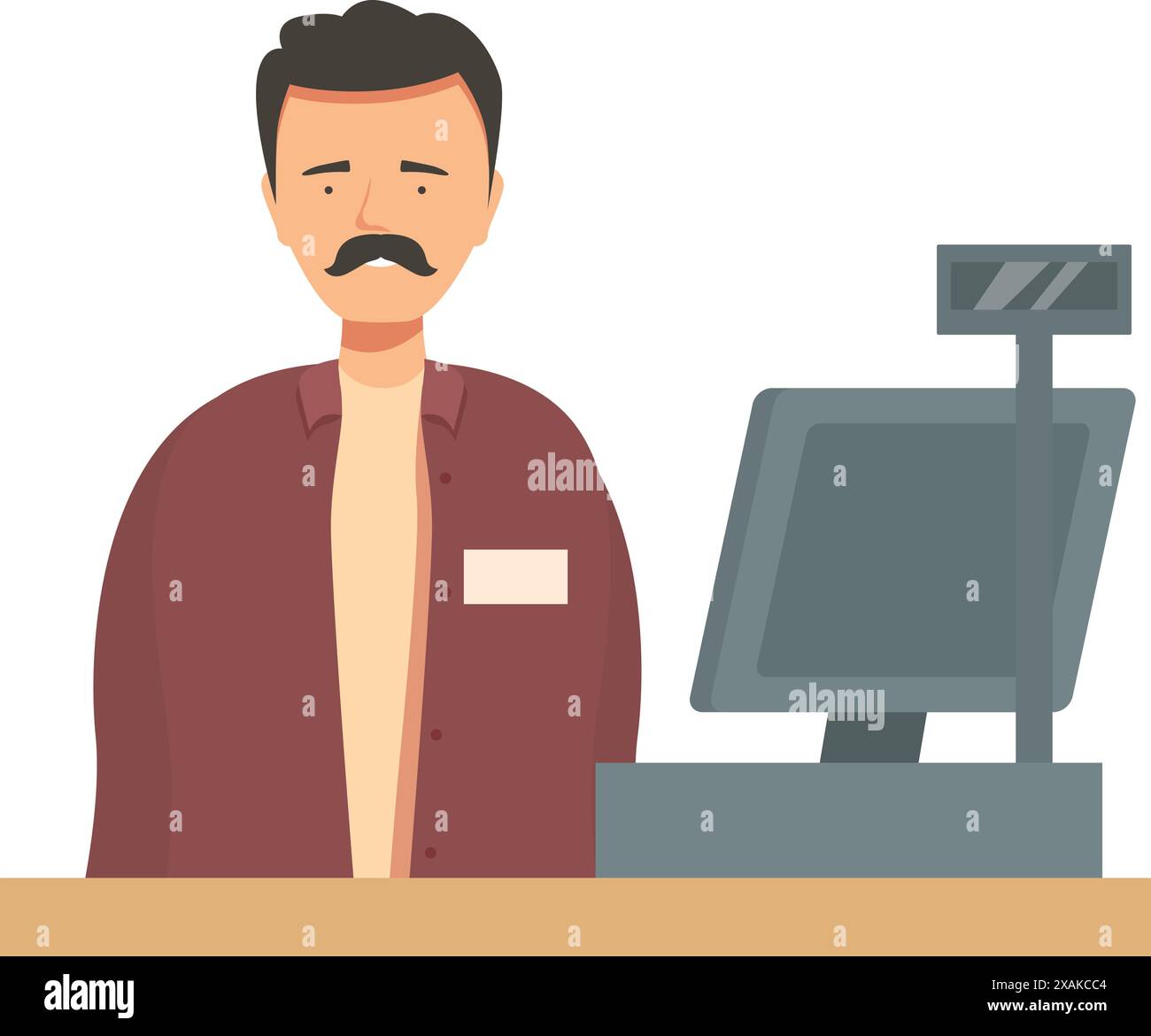 Man standing behind counter grocery Cut Out Stock Images & Pictures - Alamy