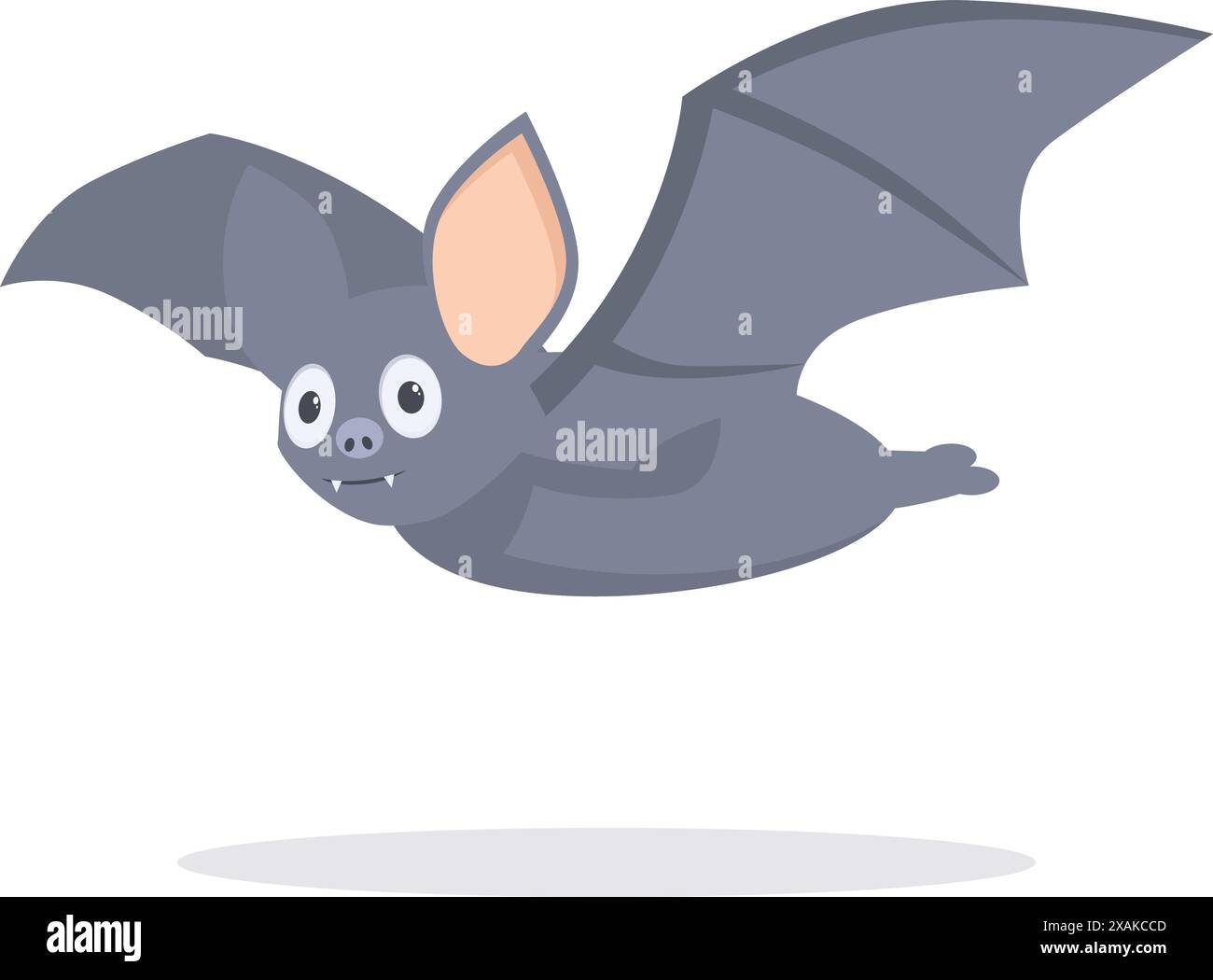 Cartoon bat with big eyes and a smile flying in the air Stock Vector ...
