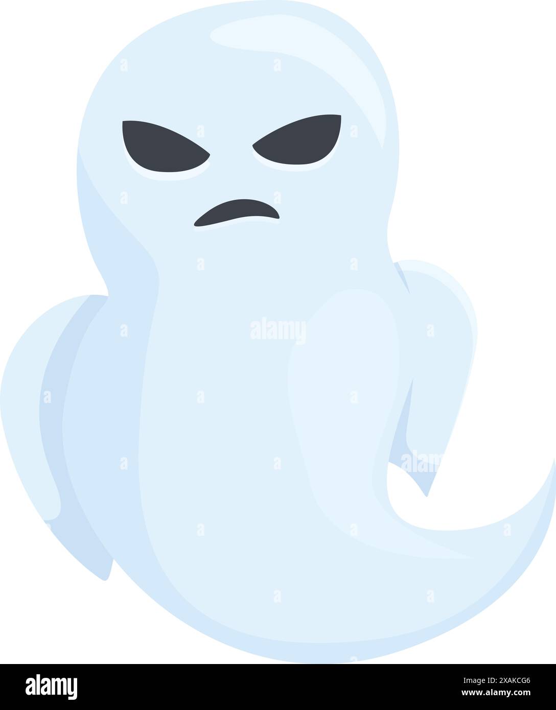 Spooky cartoon ghost is floating with a grumpy expression, perfect for ...