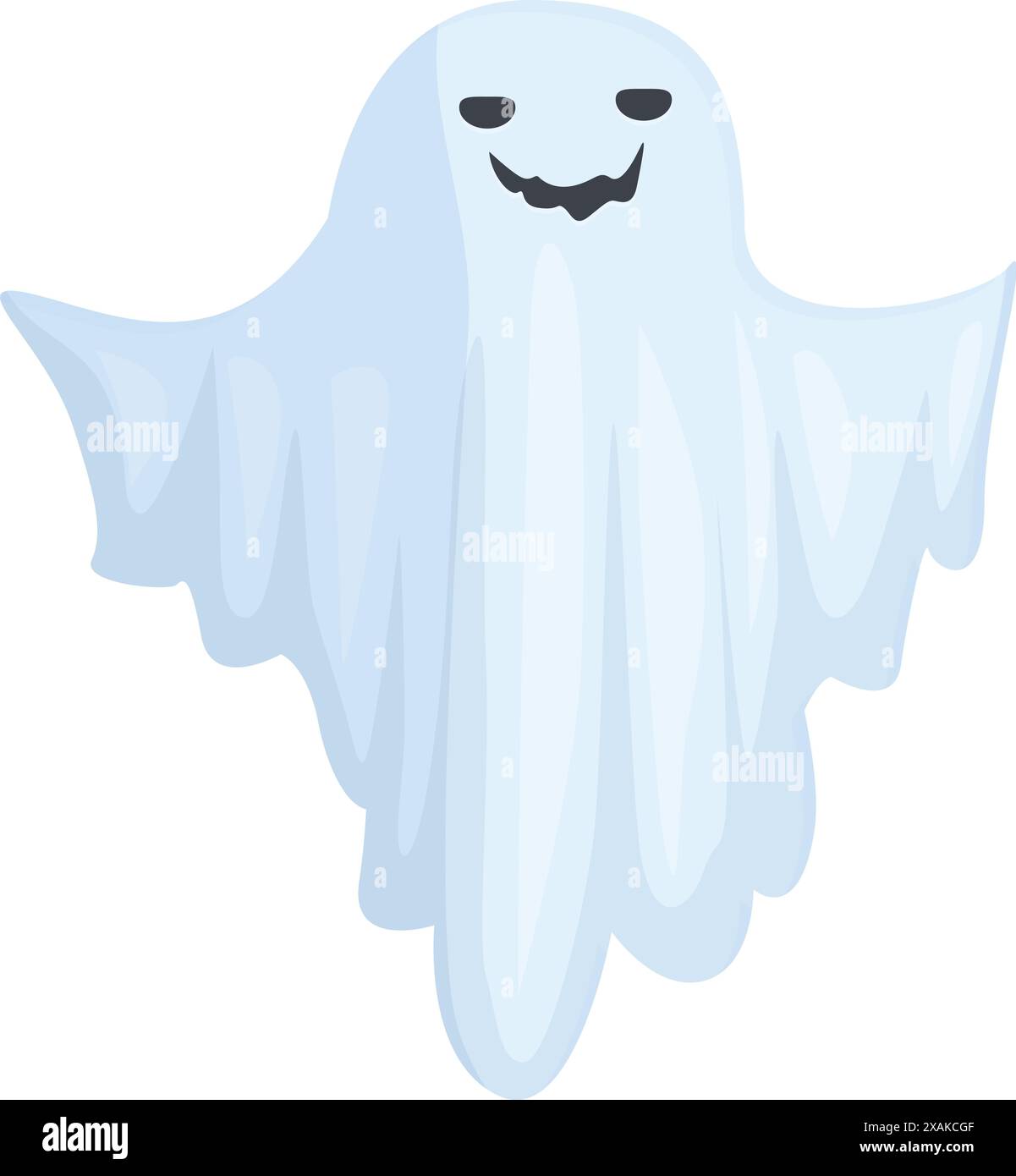 Cartoon ghost floating and smiling mischievously for halloween ...