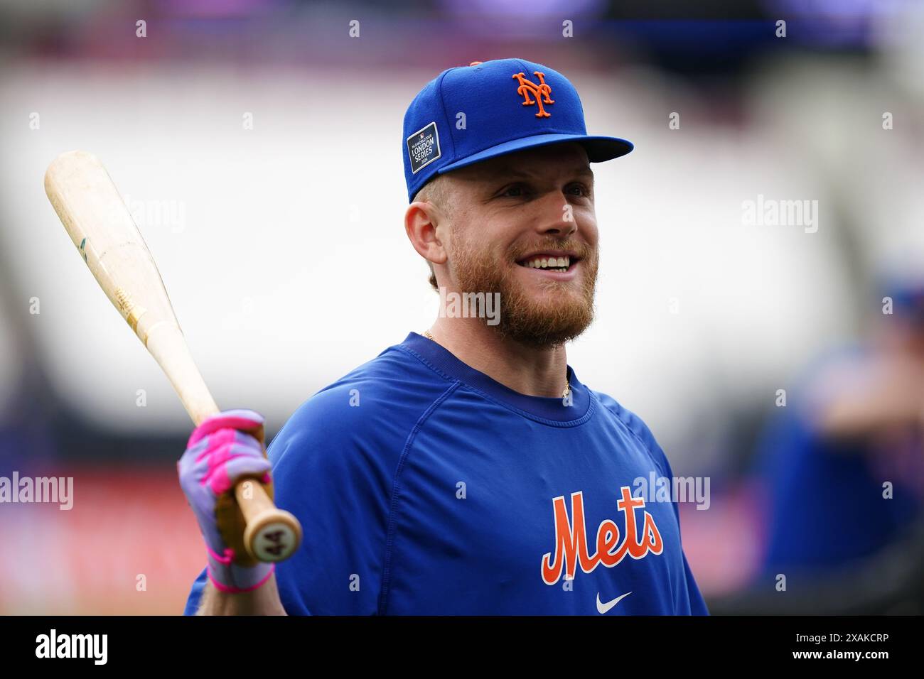 New York Mets' Harrison Bader during a workout day ahead of the MLB ...