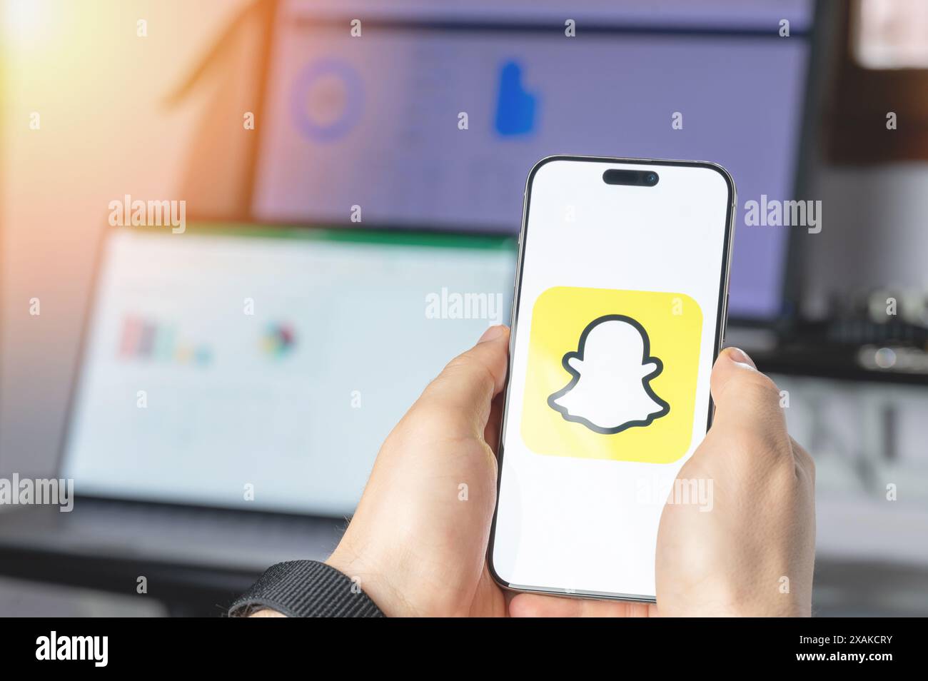 New York, USA - June 6, 2024: Snapchat service on smartphone screen in ...