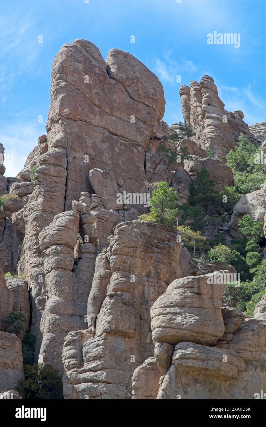Rhyolite pinnacle formations at Chiricahua National Monument Stock ...