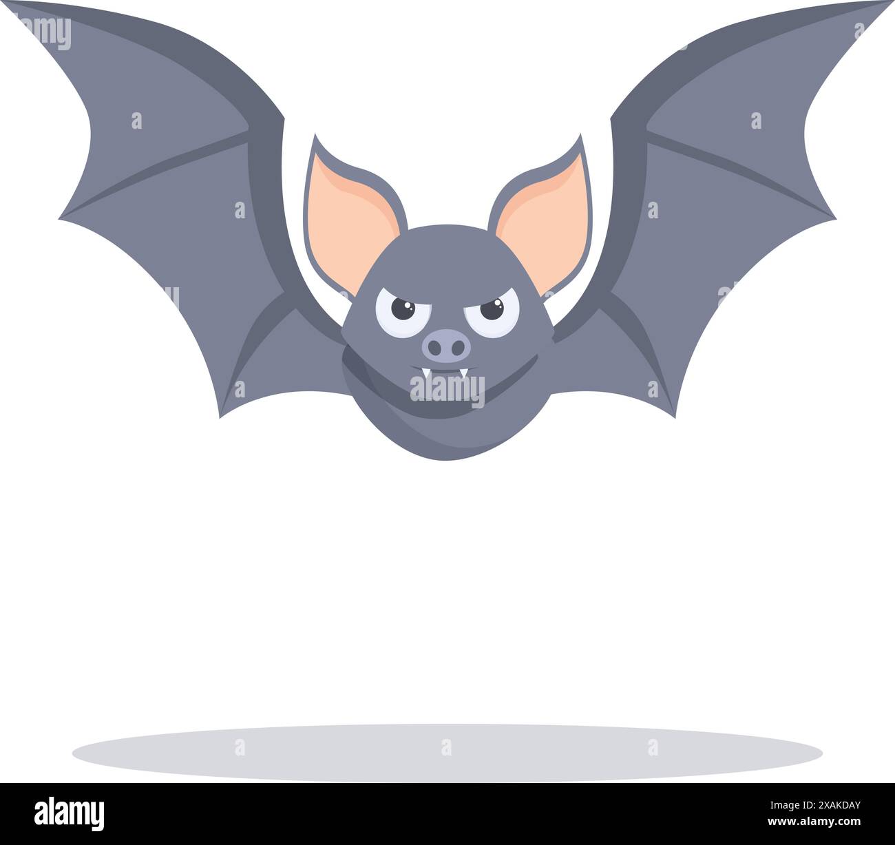 Cartoon bat flying with spread wings and showing fangs Stock Vector ...